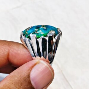 Big Oval 25.0 Cts Shape Real Turquoise Ring Dark Firoza Ring Mens ...