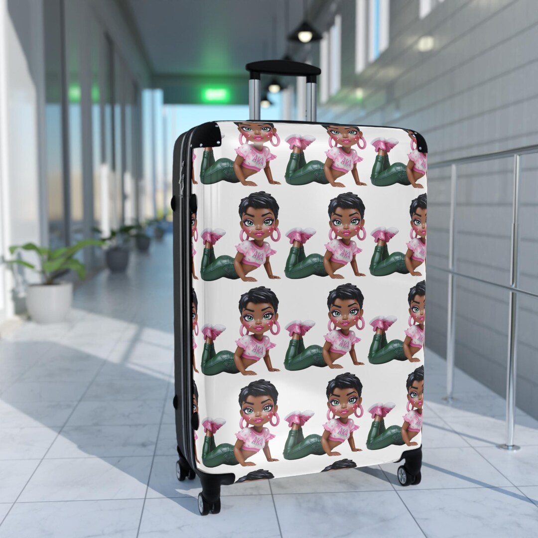 AKA "alpha Kappa Alpha" Pink & Green Pixie Girl Travel Suitcase - Etsy
