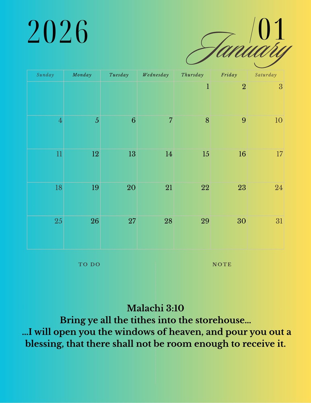 Prosperity & Wealth 12-month 2026 Digital PDF Calendar With Bible ...