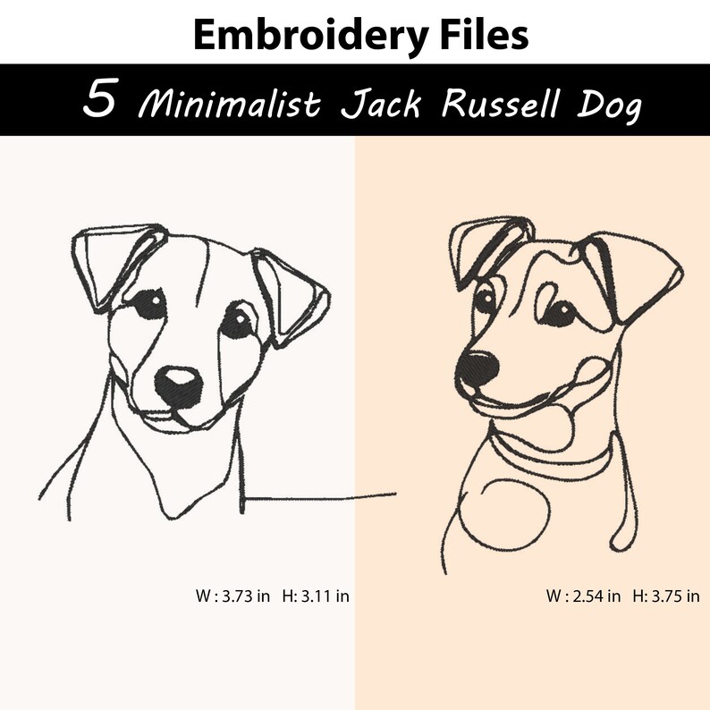 5 Embroidery Design Minimalist Jack Russell Terrier Dog Line Art,dog ...