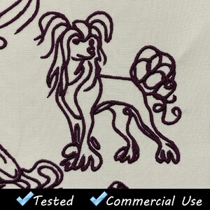 5 Embroidery Design Minimalist Chinese Crested Dog Line Art,dog Breed ...