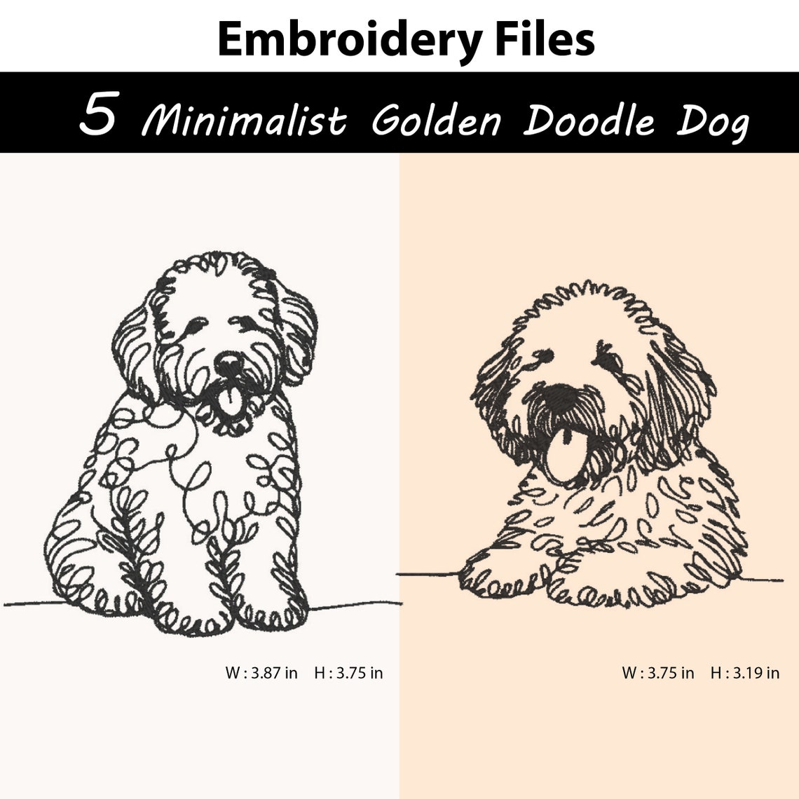 5 Embroidery Design Minimalist Goldendoodle Line Art,dog Breed,pet ...