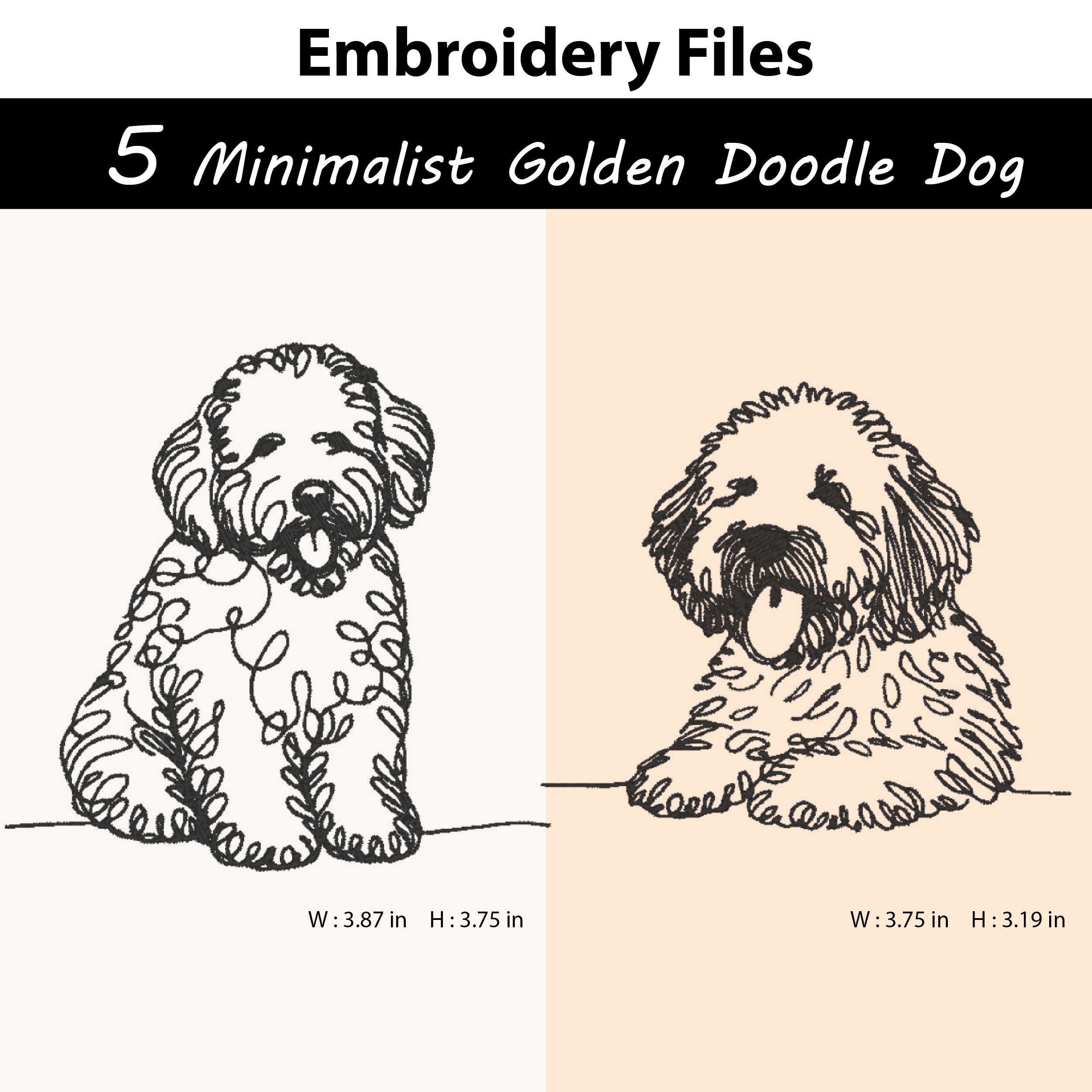 5 Embroidery Design Minimalist Goldendoodle Line Art,dog Breed,pet ...