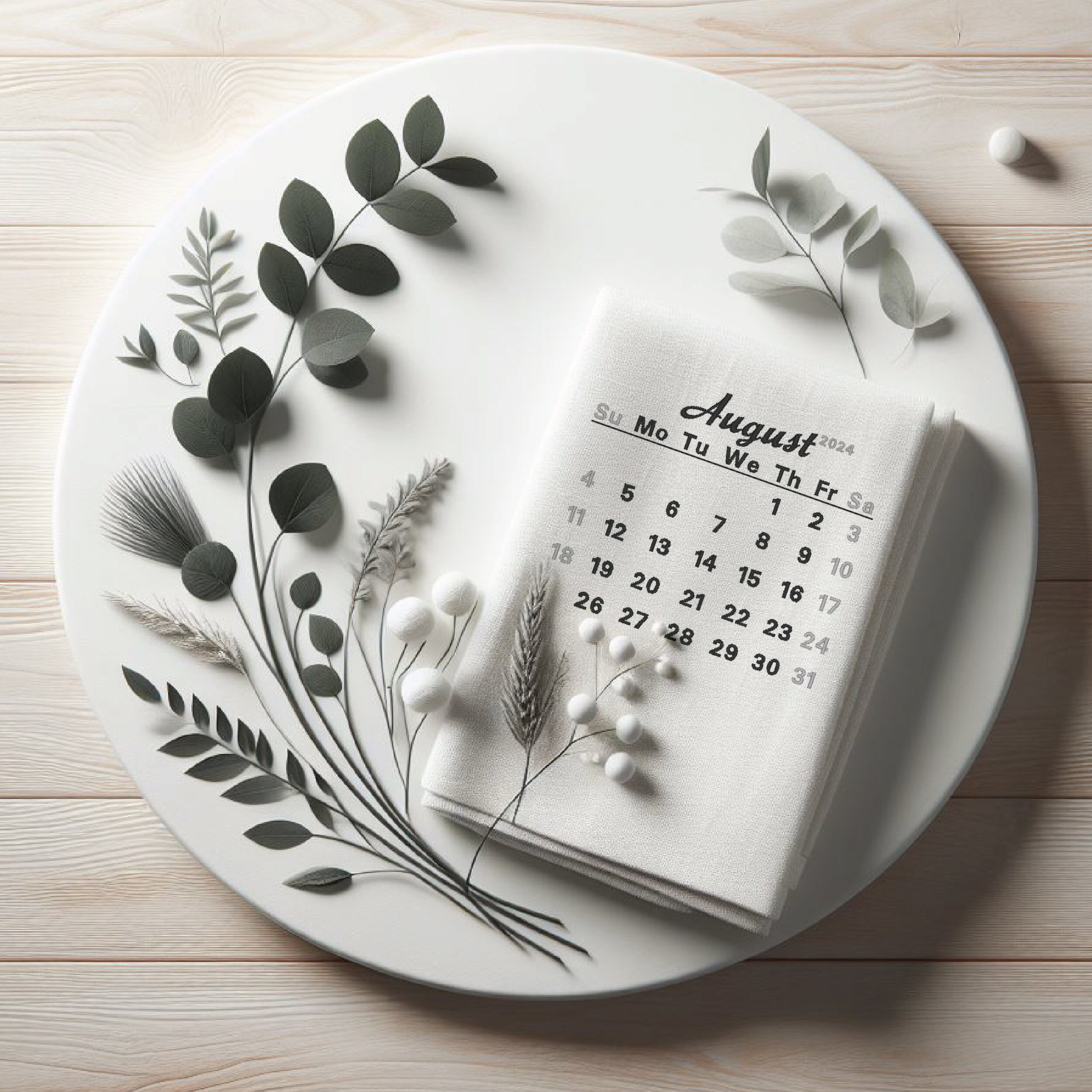 4 Sizes 2024 Monthly Calendar Embroidery Design,minimal Black and White ...