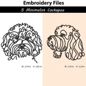 5 Embroidery Design Minimalist Cockapoo Line Art,dog Breed,pet ...