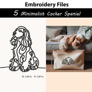 5 Embroidery Design Minimalist Cocker Spaniel Line Art,dog Breed,pet ...