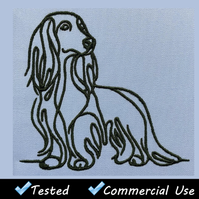 3x3 Inches | 5 Embroidery Design Minimalist Long Haired Dachshund Line ...