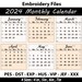 4 Sizes 2024 Monthly Calendar Embroidery Design,minimal Black and White ...