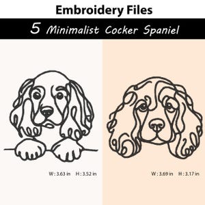 5 Embroidery Design Minimalist Cocker Spaniel Line Art,dog Breed,pet ...
