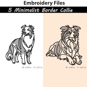 5 Embroidery Design Minimalist Border Collie Line Art,dog Breed,pet ...