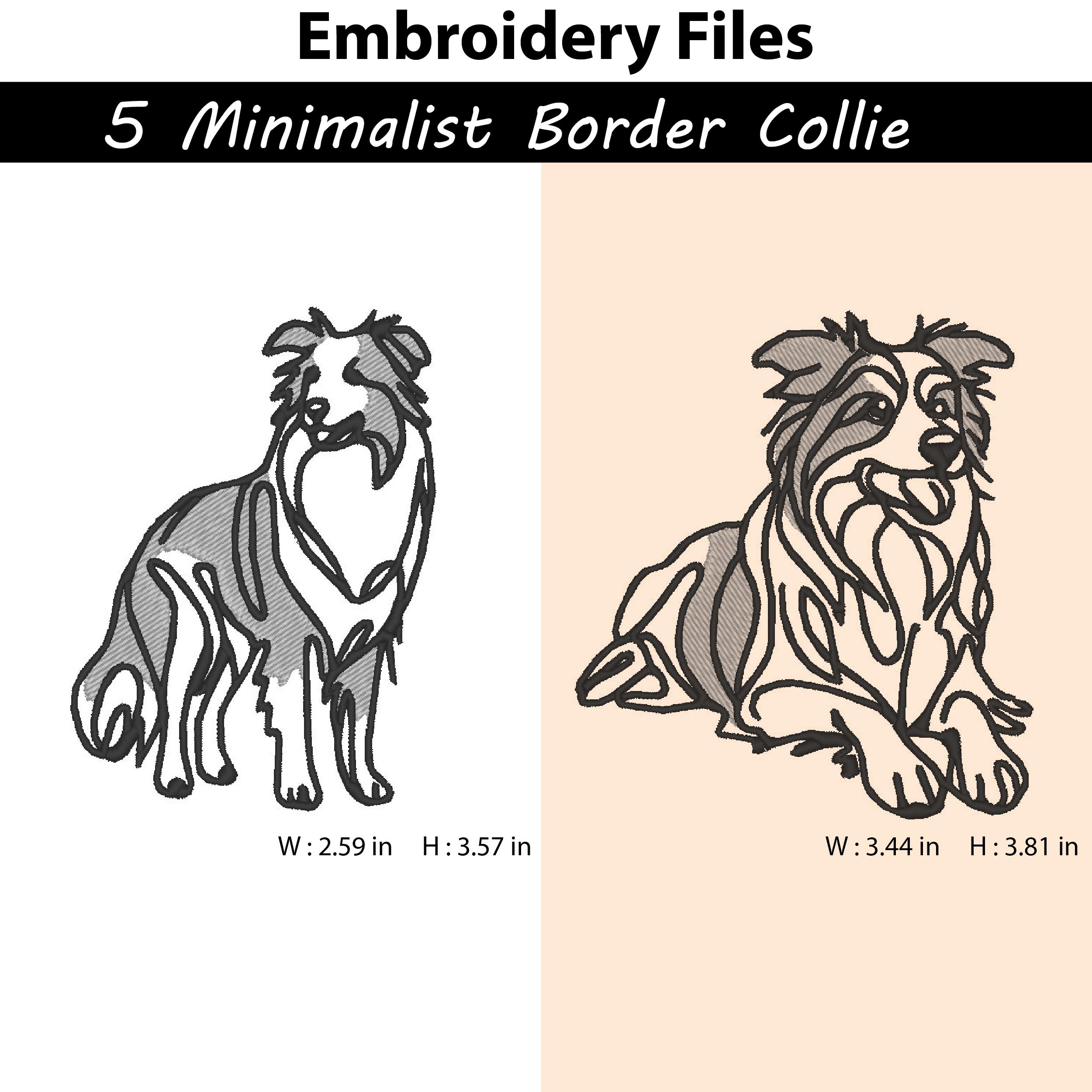 5 Embroidery Design Minimalist Border Collie Line Art,dog Breed,pet ...