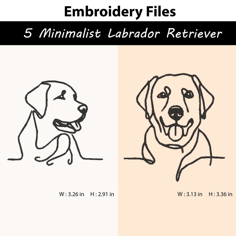 5 Embroidery Design Minimalist Labrador Retriever Line Art,dog Breed ...
