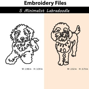 5 Embroidery Design Minimalist Labradoodle Line Art,dog Breed,pet ...