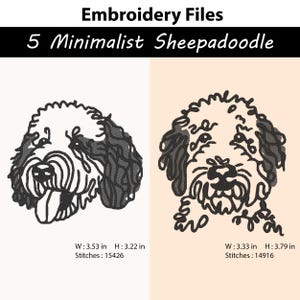 5 Embroidery Design Minimalist Sheepadoodle Line Art,dog Breed,pet ...