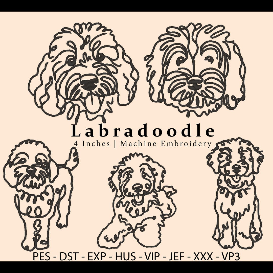 5 Embroidery Design Minimalist Labradoodle Line Art,dog Breed,pet ...