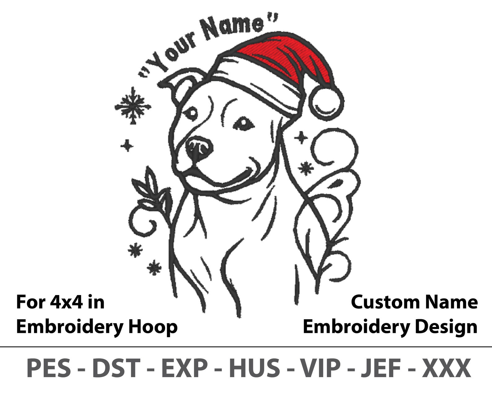 Custom Name Pitbull Minimalist Line Art Embroidery Design,personlized ...