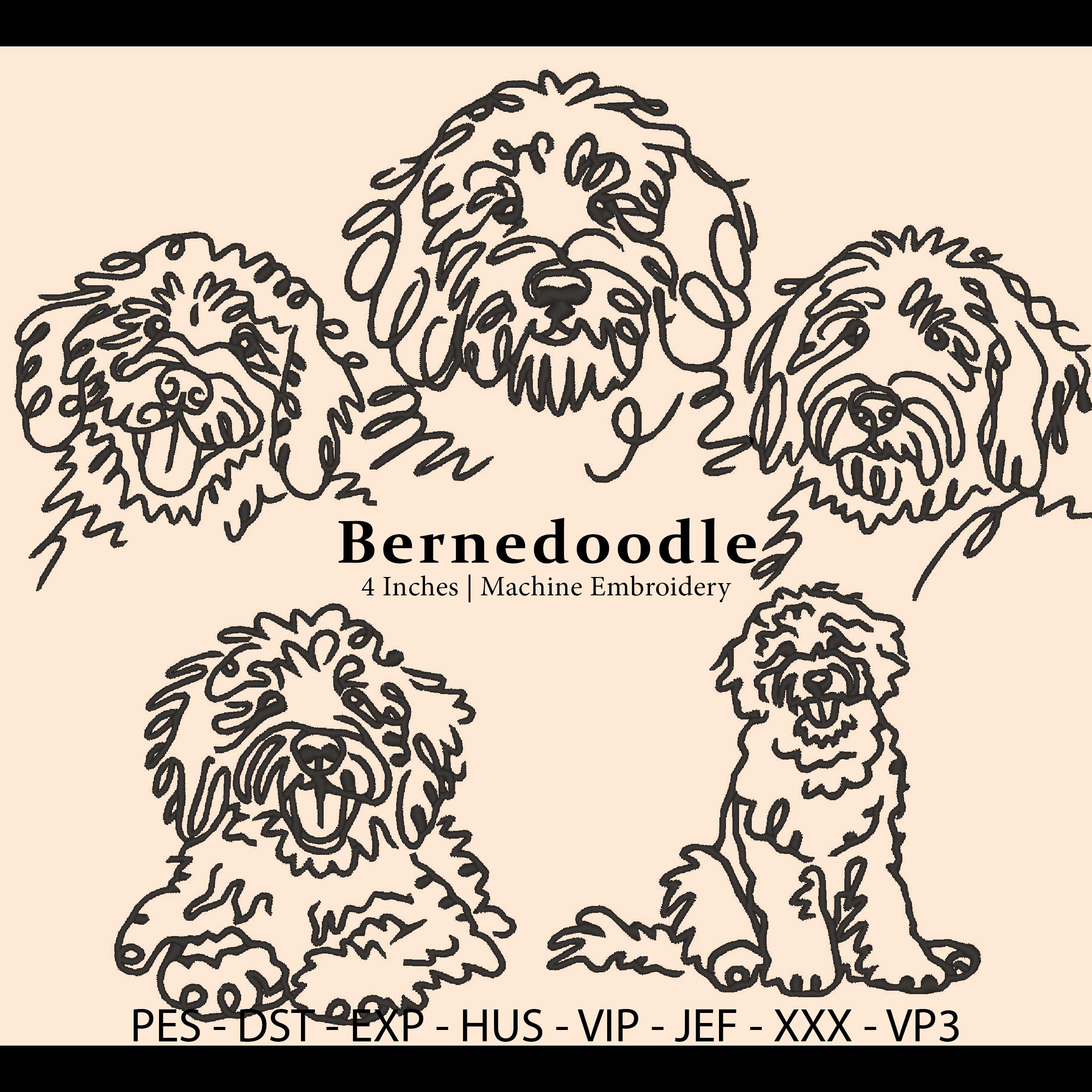 5 Embroidery Design Minimalist Bernedoodle Line Art,dog Breed,pet ...