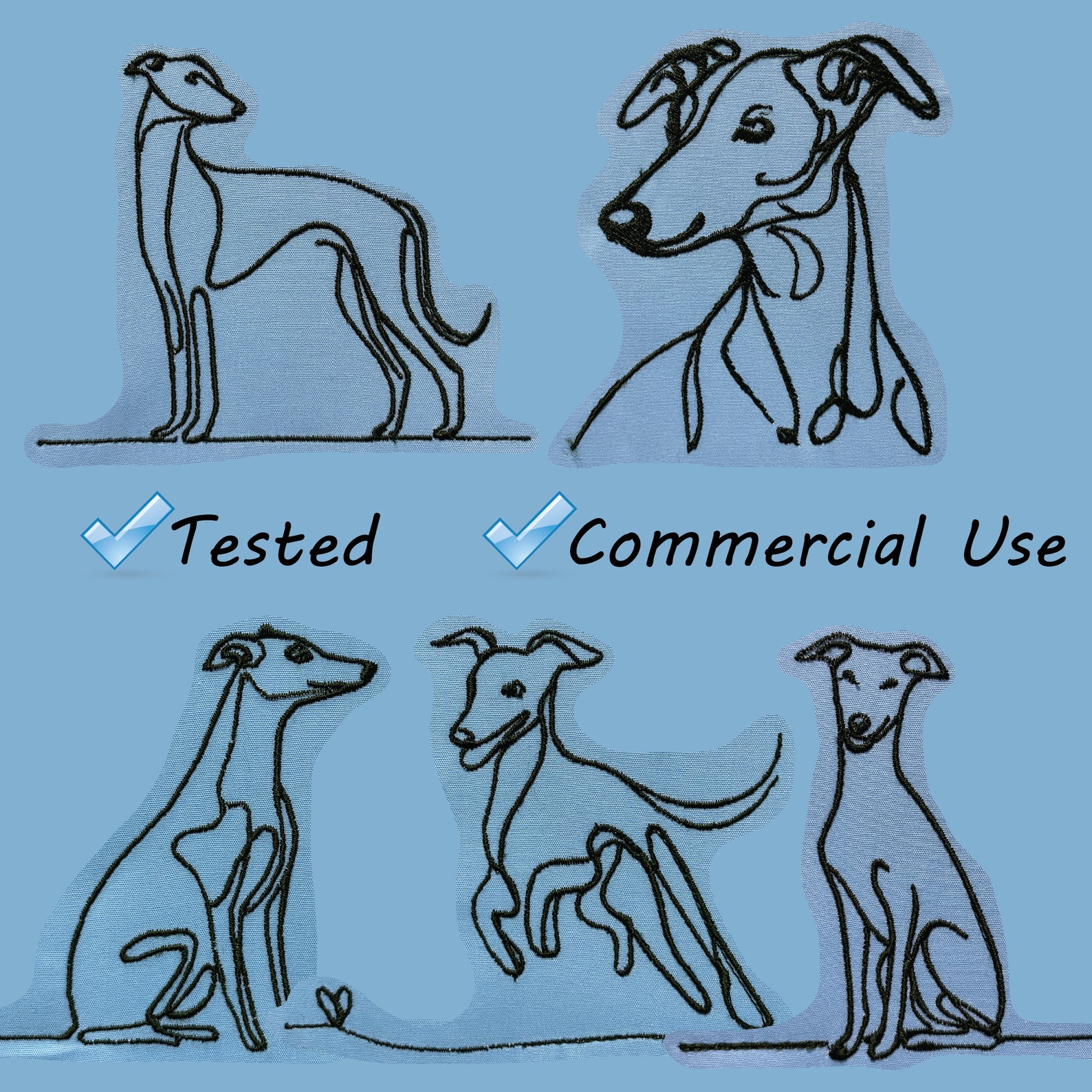 5 Embroidery Design Minimalist Whippet Dog Line Art,dog Breed,pet ...