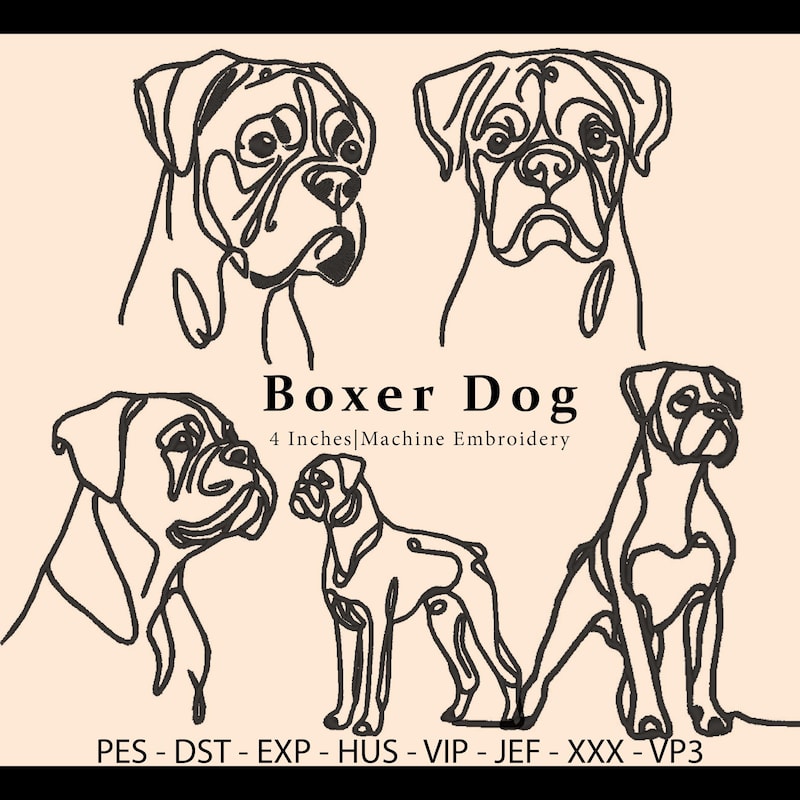 Boxer Dog Embroidery - Etsy