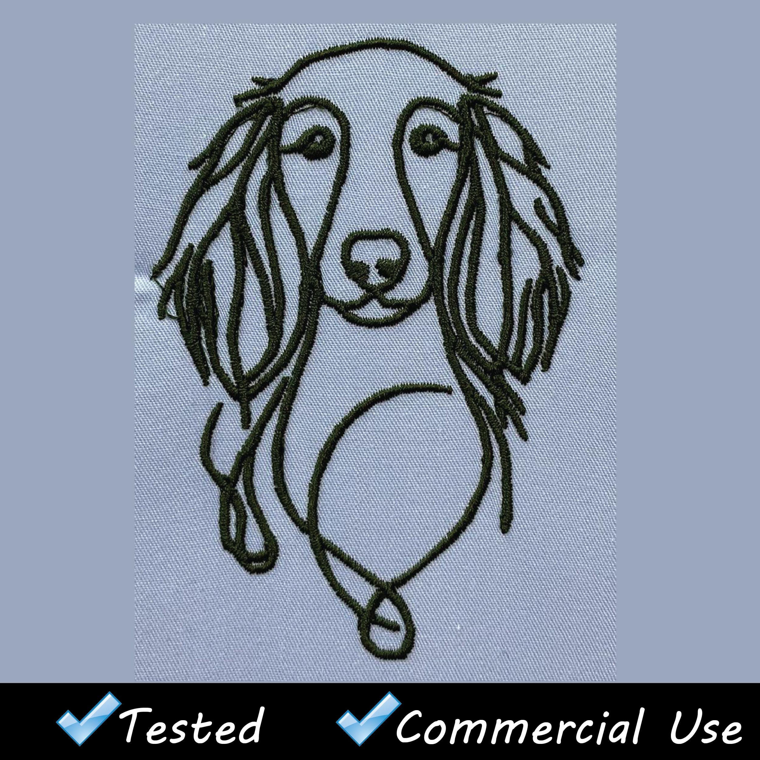 3x3 Inches | 5 Embroidery Design Minimalist Long Haired Dachshund Line ...