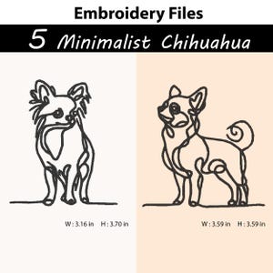 5 Embroidery Design Minimalist Chihuahua Line Art,dog Breed,pet ...