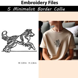 5 Embroidery Design Minimalist Border Collie Line Art,dog Breed,pet ...