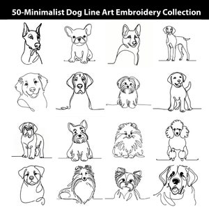 50 Embroidery Design Minimalist Dog Line Art,dog Breed Embroidery,pet ...