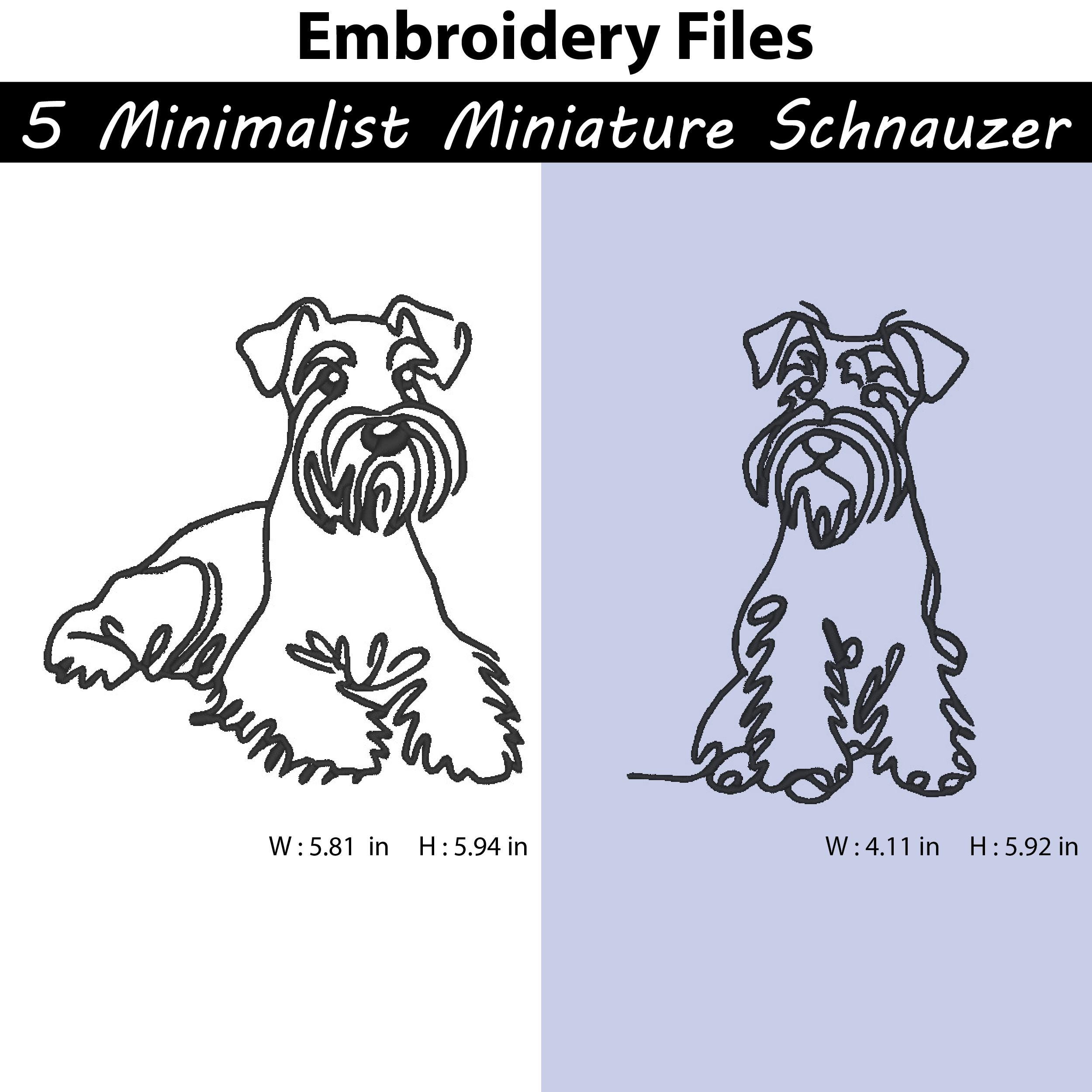 6x6 Inches | 5 Embroidery Design Minimalist Miniature Schnauzer Line ...