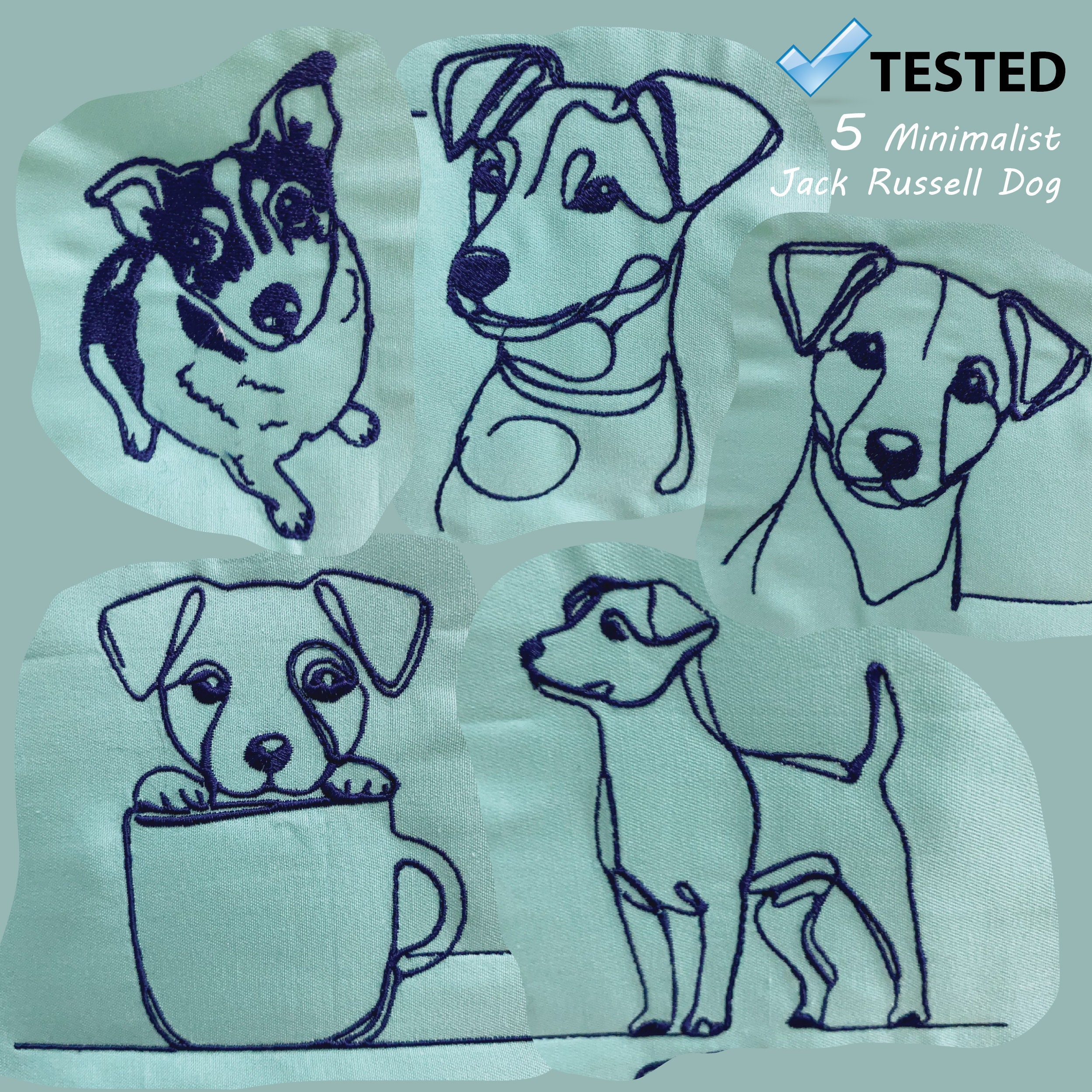 5 Embroidery Design Minimalist Jack Russell Terrier Dog Line Art,dog ...