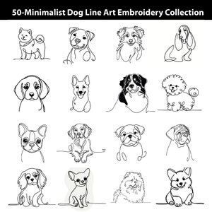 50 Embroidery Design Minimalist Dog Line Art,dog Breed Embroidery,pet ...