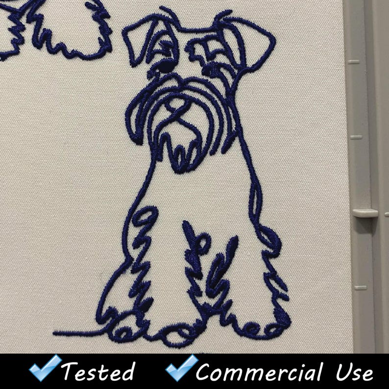 5 Embroidery Design Minimalist Miniature Schnauzer Line Art,dog Breed ...