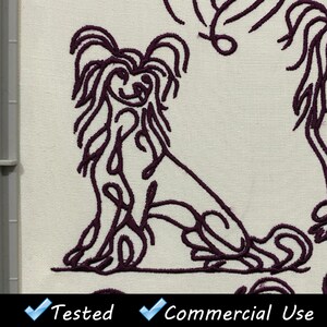 5 Embroidery Design Minimalist Chinese Crested Dog Line Art,dog Breed ...
