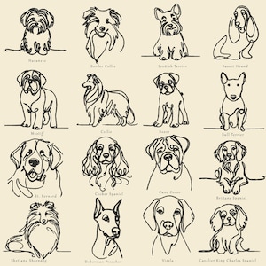 50 Embroidery Design Minimalist Dog Line Art,dog Breed Embroidery,pet ...