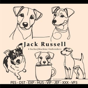 5 Embroidery Design Minimalist Jack Russell Terrier Dog Line Art,dog ...