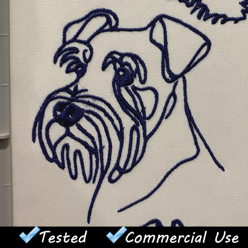 5 Embroidery Design Minimalist Miniature Schnauzer Line Art,dog Breed ...