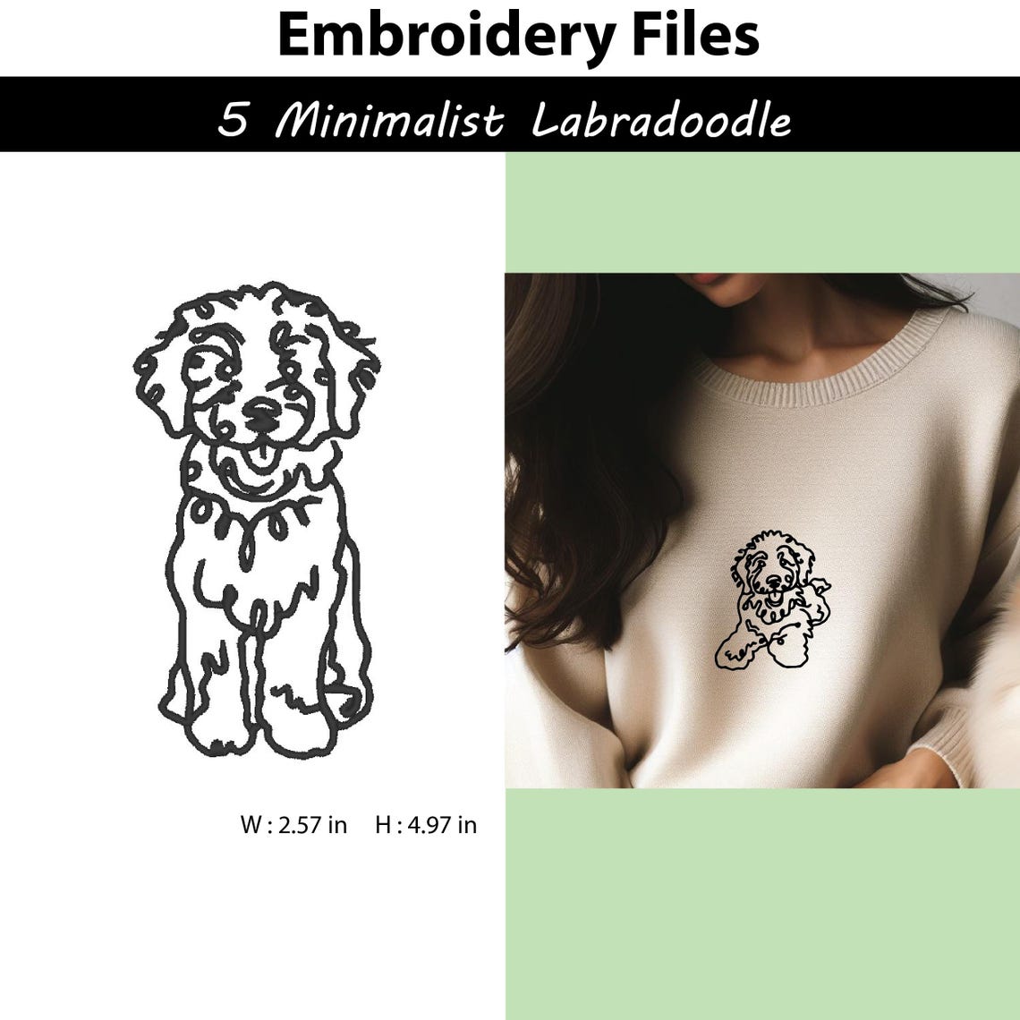 5x5 Inches | 5 Embroidery Design Minimalist Labradoodle Line Art,dog ...