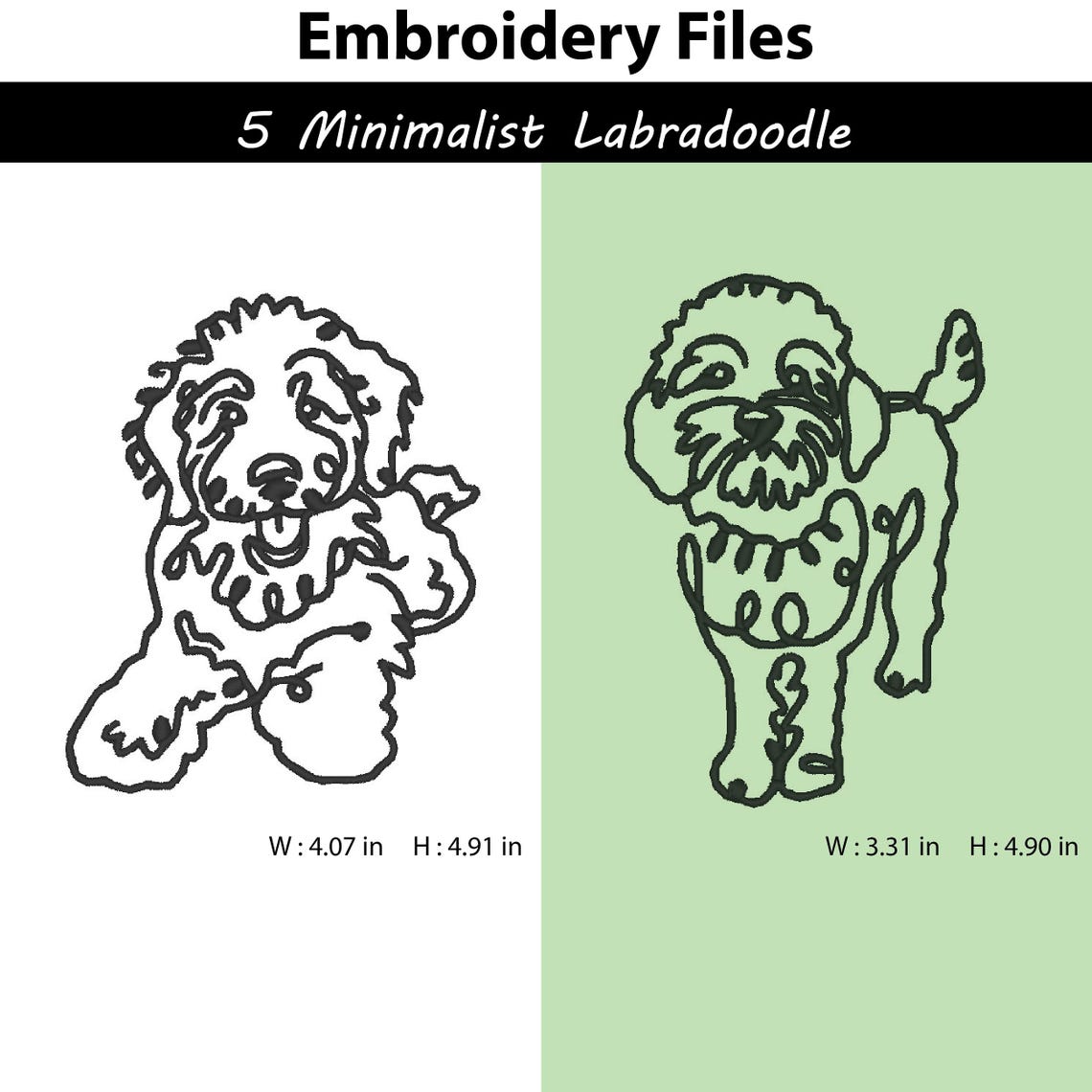 5x5 Inches | 5 Embroidery Design Minimalist Labradoodle Line Art,dog ...