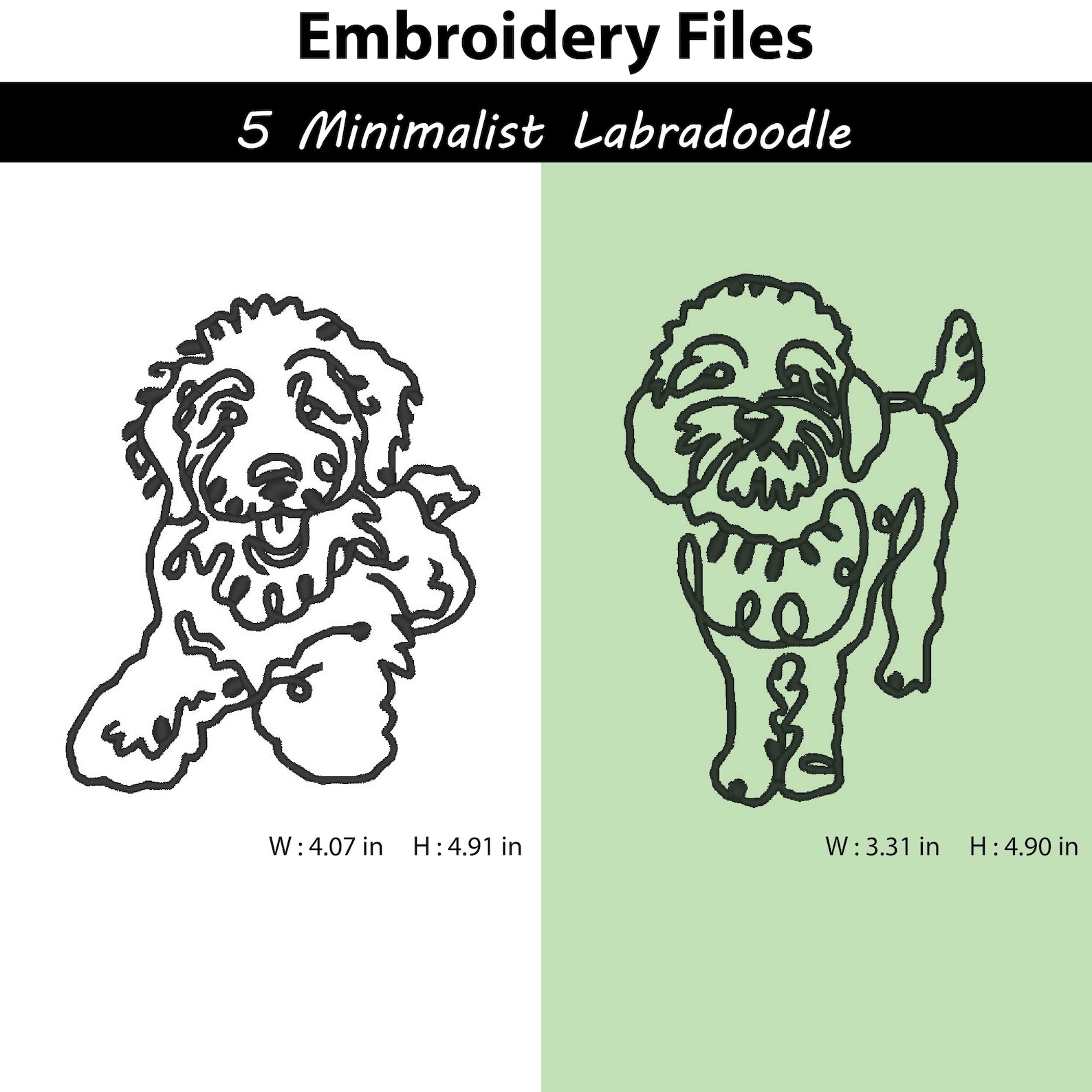 5x5 Inches | 5 Embroidery Design Minimalist Labradoodle Line Art,dog ...