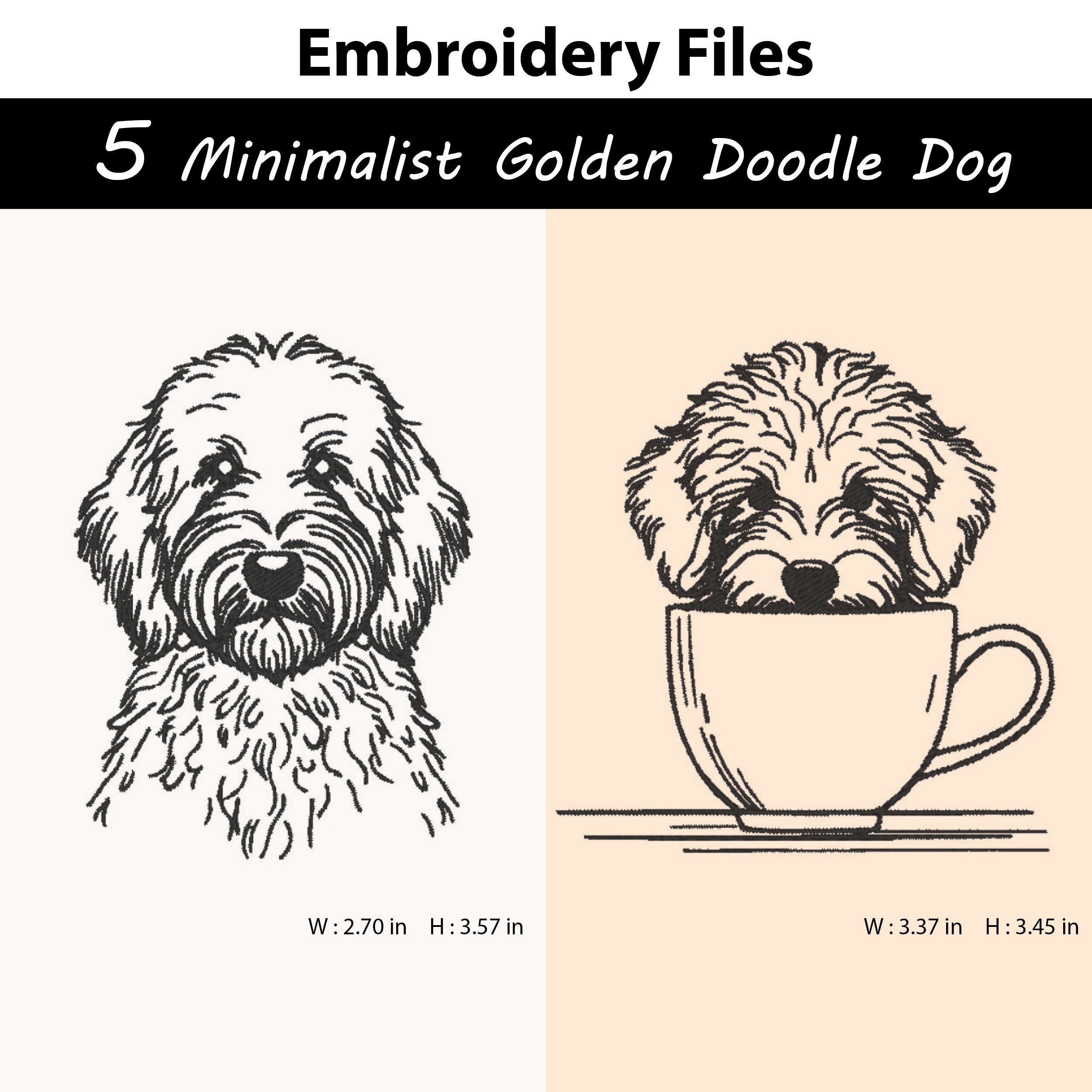 5 Embroidery Design Minimalist Goldendoodle Line Art,dog Breed,pet ...
