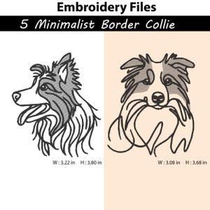 5 Embroidery Design Minimalist Border Collie Line Art,dog Breed,pet ...