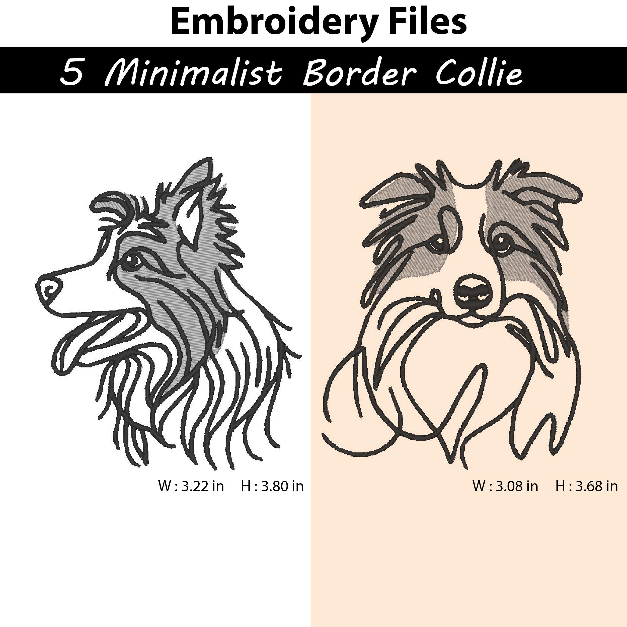 5 Embroidery Design Minimalist Border Collie Line Art,dog Breed,pet ...