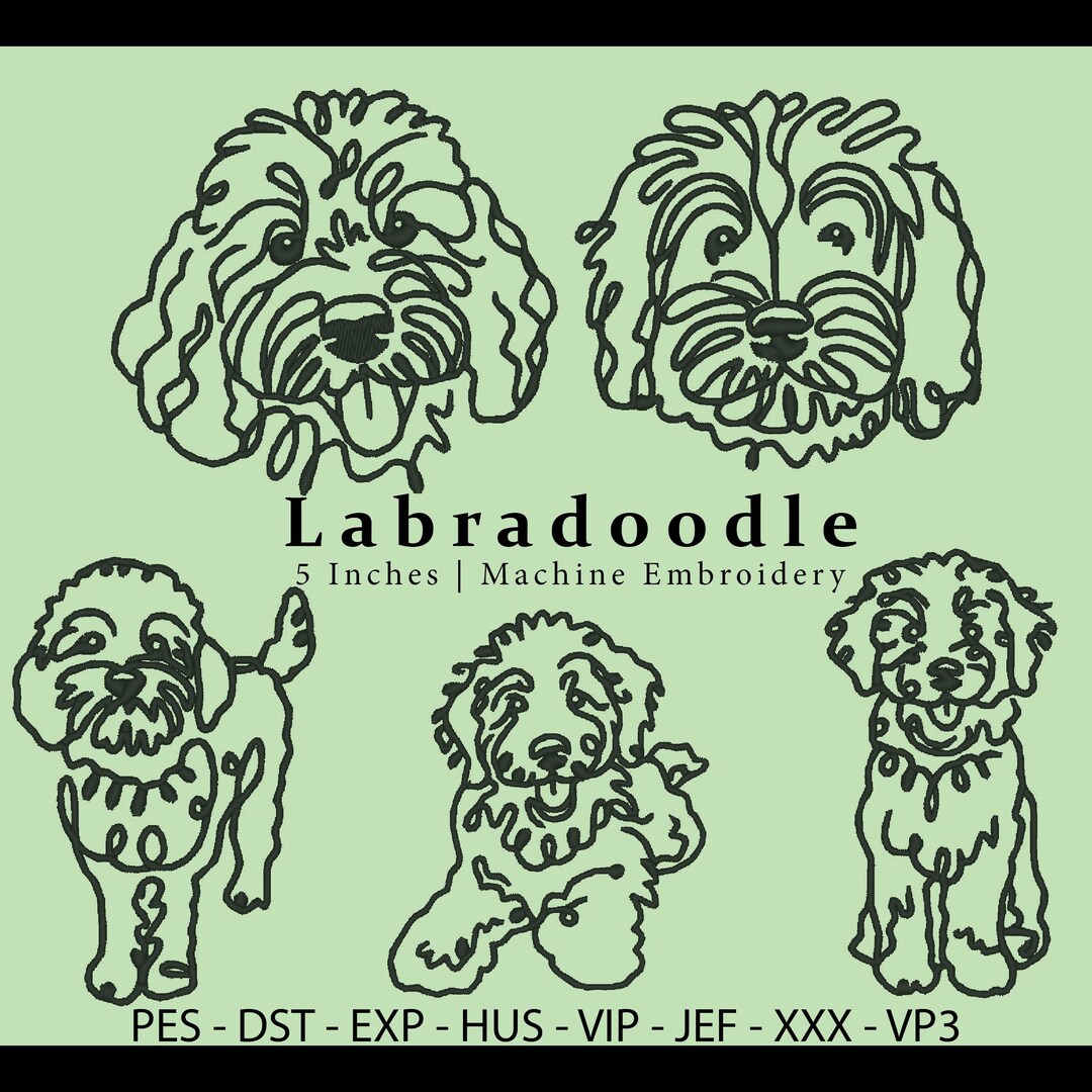 5x5 Inches | 5 Embroidery Design Minimalist Labradoodle Line Art,dog ...