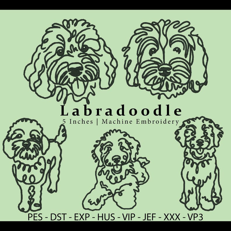 5x5 Inches | 5 Embroidery Design Minimalist Labradoodle Line Art,dog ...