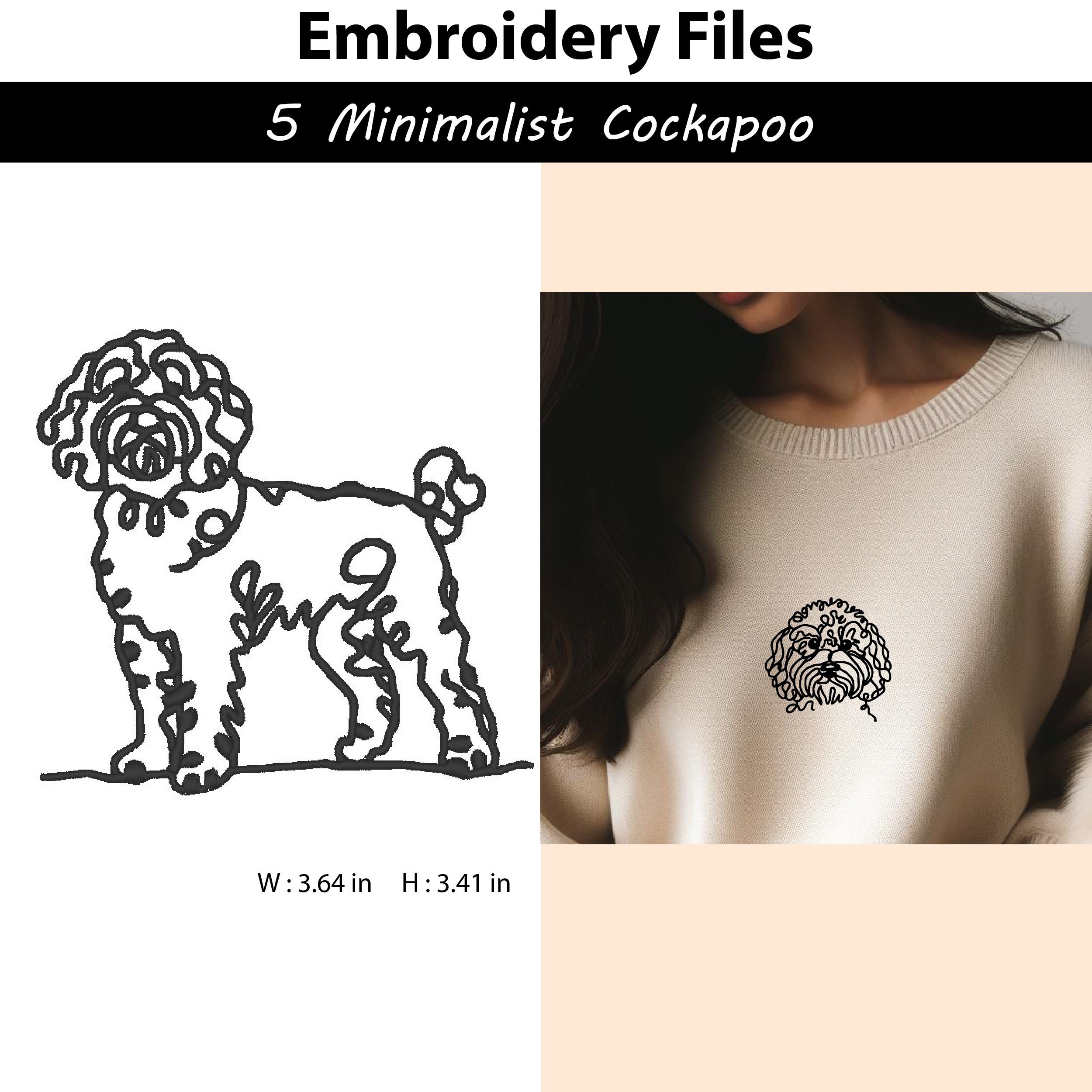 5 Embroidery Design Minimalist Cockapoo Line Art,dog Breed,pet ...
