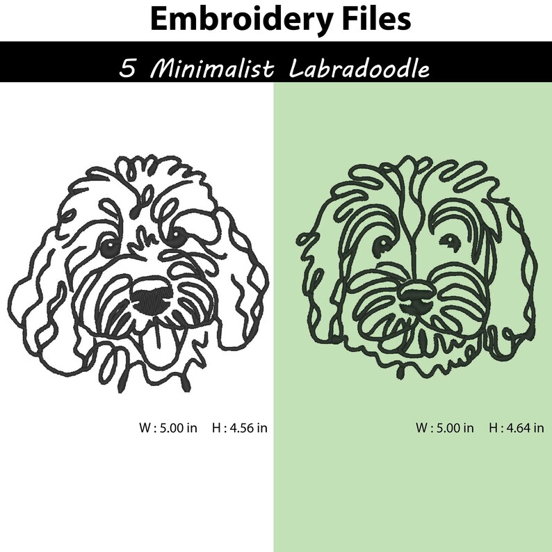 5x5 Inches | 5 Embroidery Design Minimalist Labradoodle Line Art,dog ...