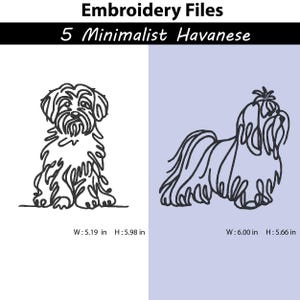 6x6 Inches | 5 Embroidery Design Minimalist Havanese Line Art,dog Breed ...