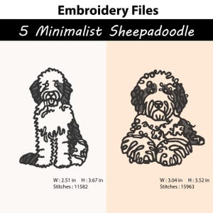 5 Embroidery Design Minimalist Sheepadoodle Line Art,dog Breed,pet ...