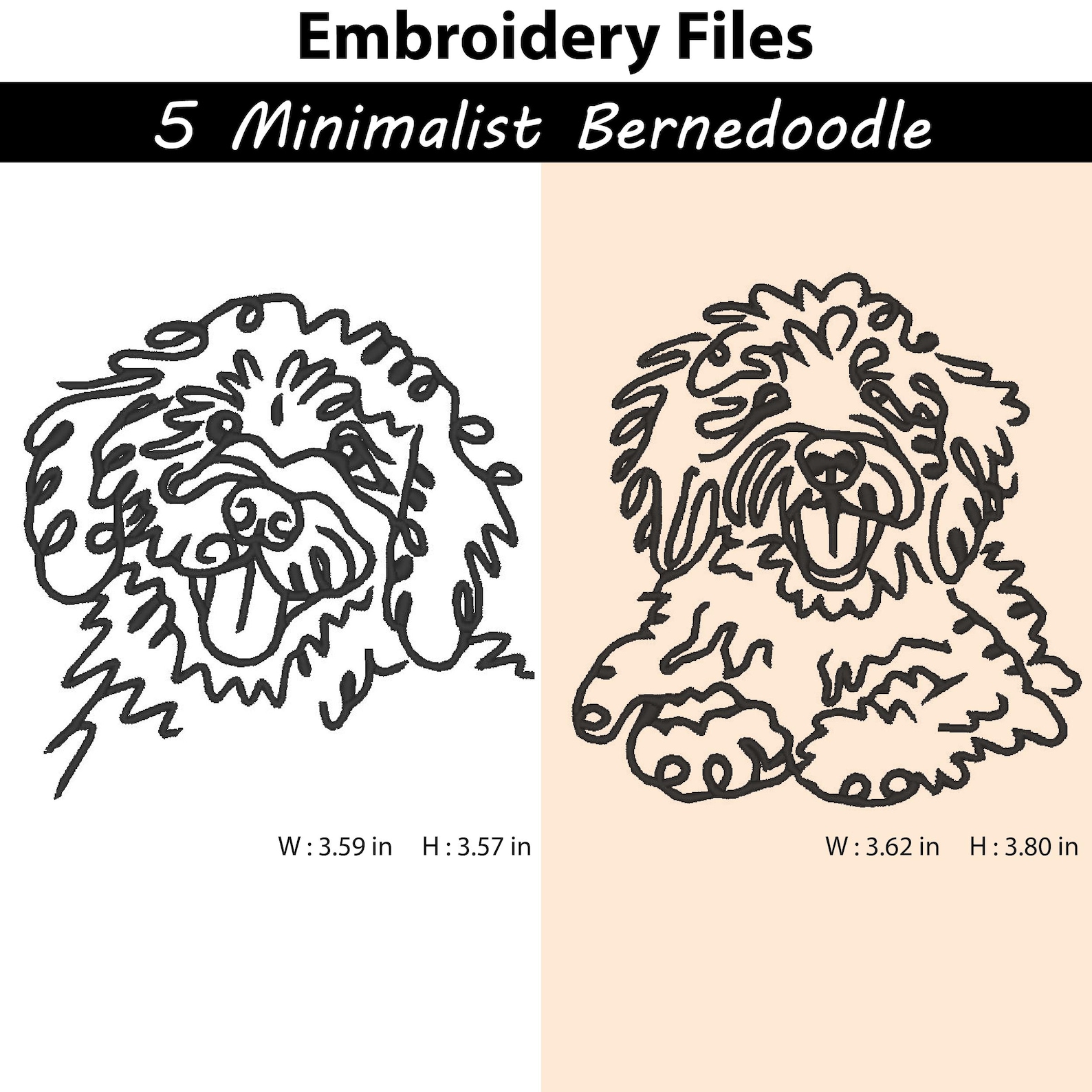 5 Embroidery Design Minimalist Bernedoodle Line Art,dog Breed,pet ...