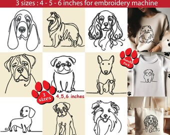 50 Embroidery Design Minimalist Dog Line Art,dog Breed Embroidery,pet ...