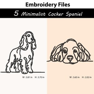 5 Embroidery Design Minimalist Cocker Spaniel Line Art,dog Breed,pet ...